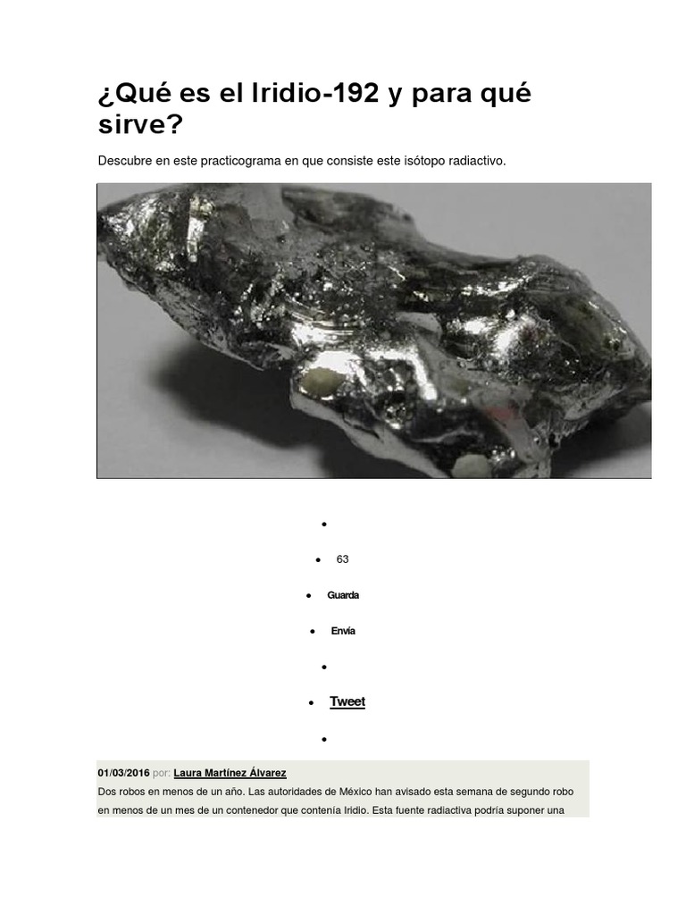 Qué Es El Iridio | PDF | Física nuclear | Química