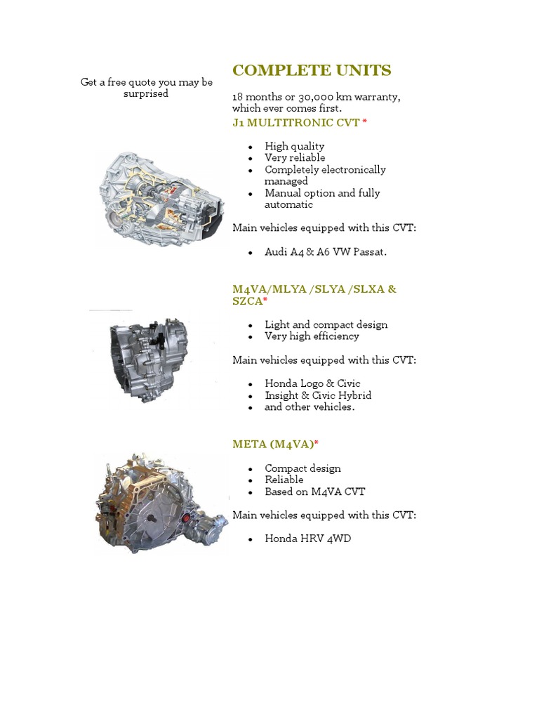 CVT Modele | PDF | Transmission (Mechanics) | Automatic Transmission