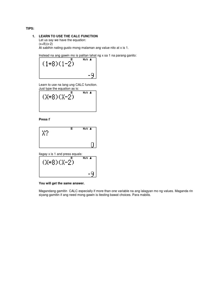 Tips: 1. Learn To Use The Calc Function | PDF