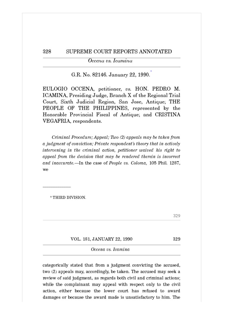 Occena vs. Icamina | PDF | Defamation | Crime & Violence