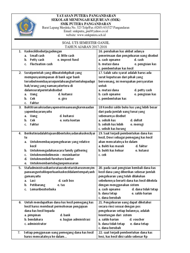 Soal UTS SMK Putera Pangandaran 2017-2018 | PDF
