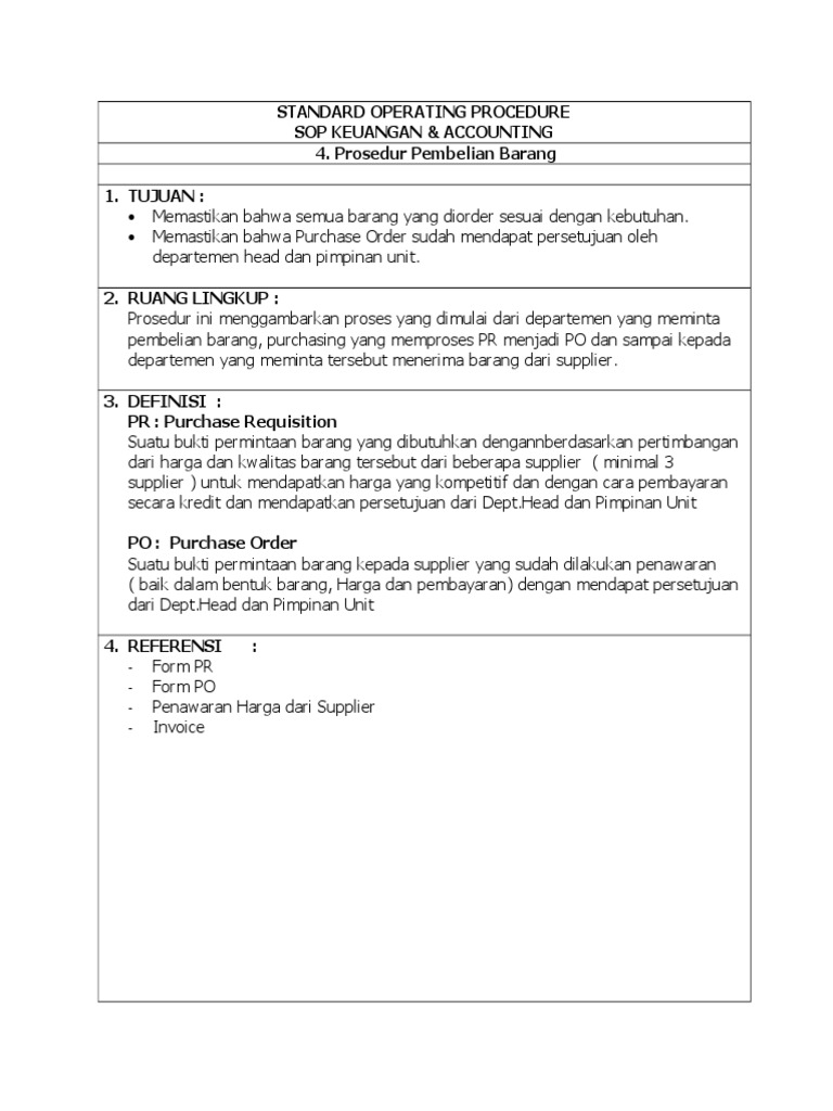 Standard Operating Procedure Purchasing | PDF