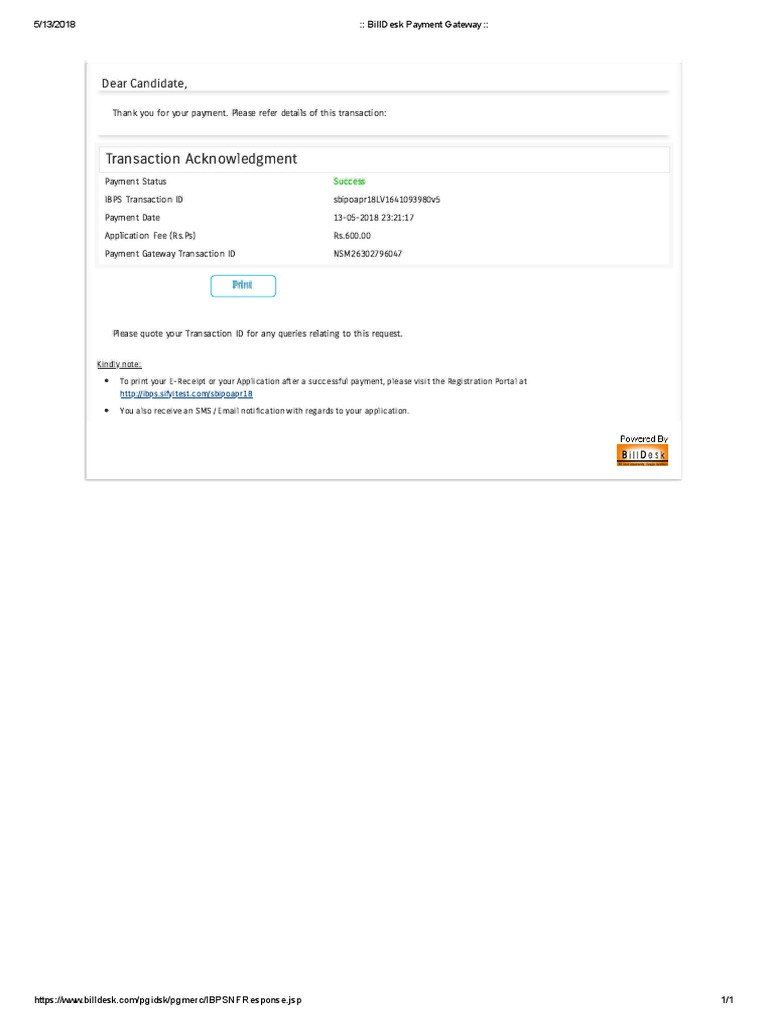 Transaction Acknowledgment: Dear Candidate | PDF | Finance & Money Management
