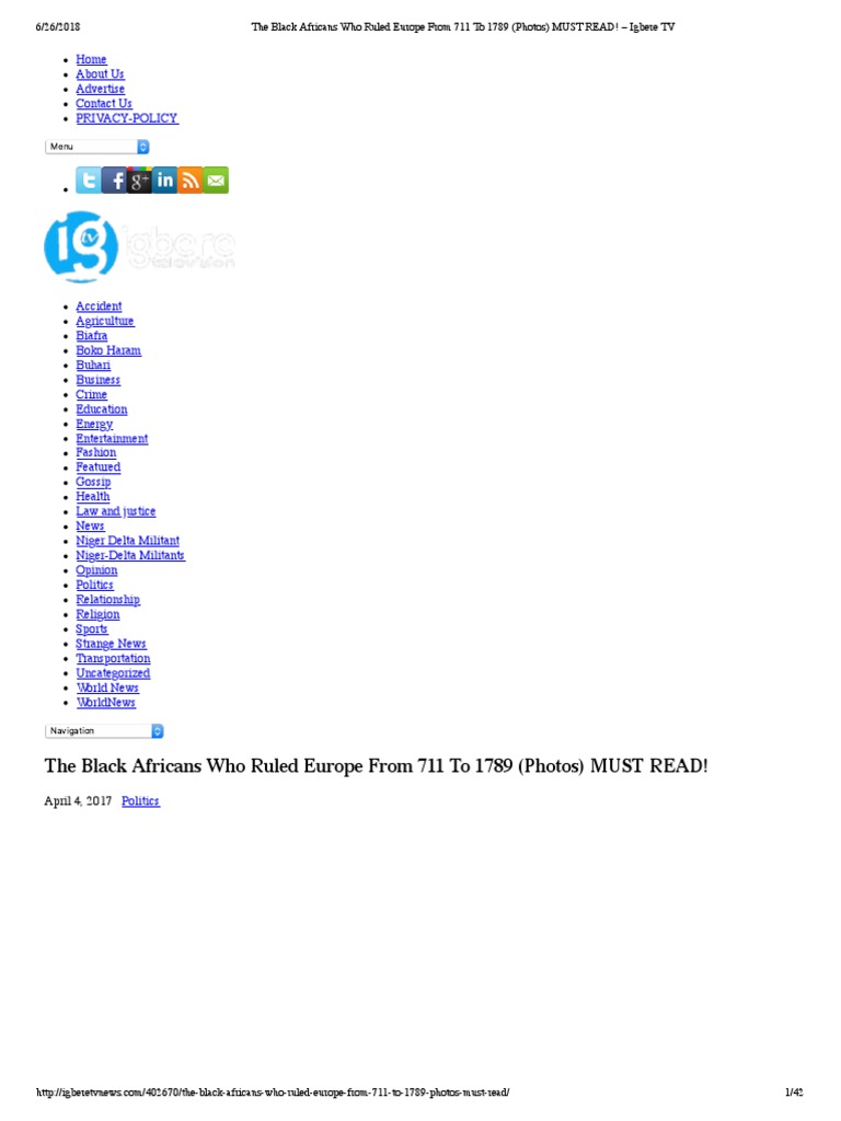 The Black Africans Who Ruled Europe From 711 To 1789 (Photos) MUST READ ...