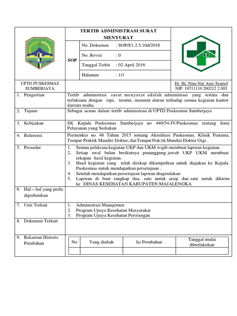 Sop Tertib Administrasi Surat Menyurat Sop Tertib Administrasi Surat Menyurat
