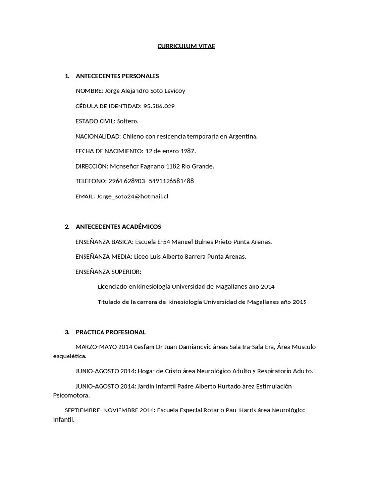 CV Kinesiólogo Jorge Soto | PDF | Cuidado de la salud | Medicina CLINICA