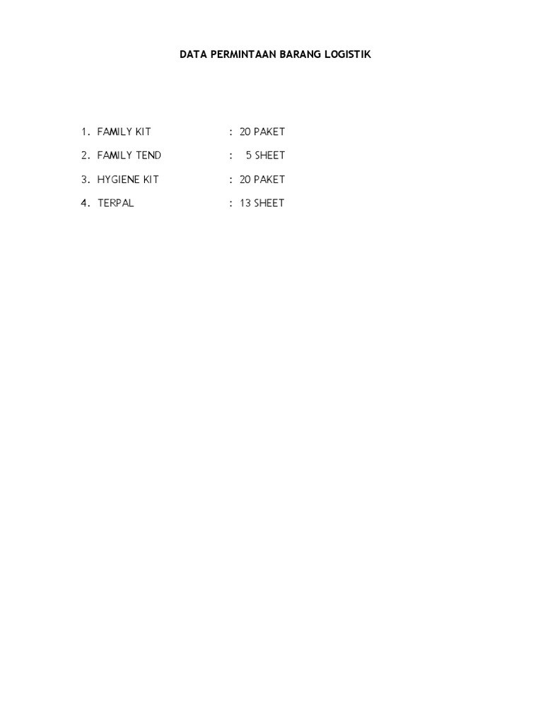 Data Permintaan Barang Logistik | PDF