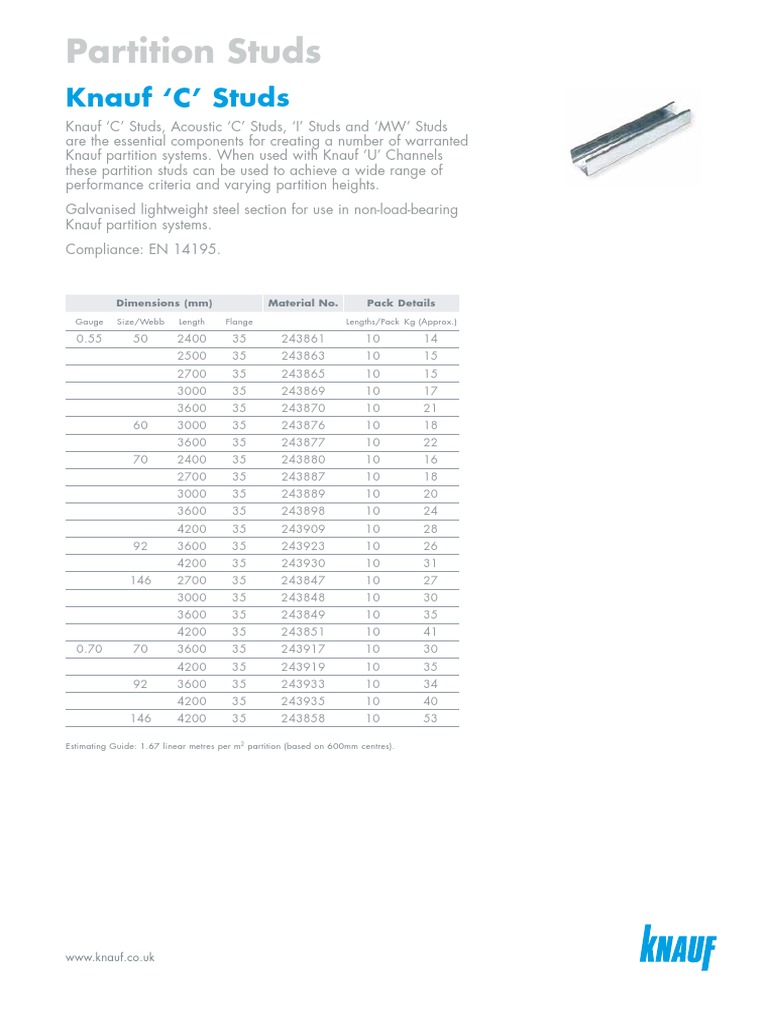Metal Sections Knauf C Studs | PDF | Nature