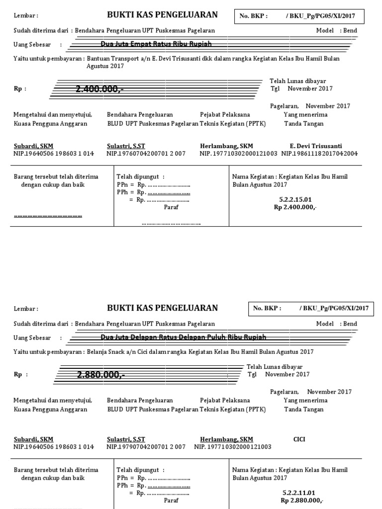 Bukti Kas Pengeluaran | PDF