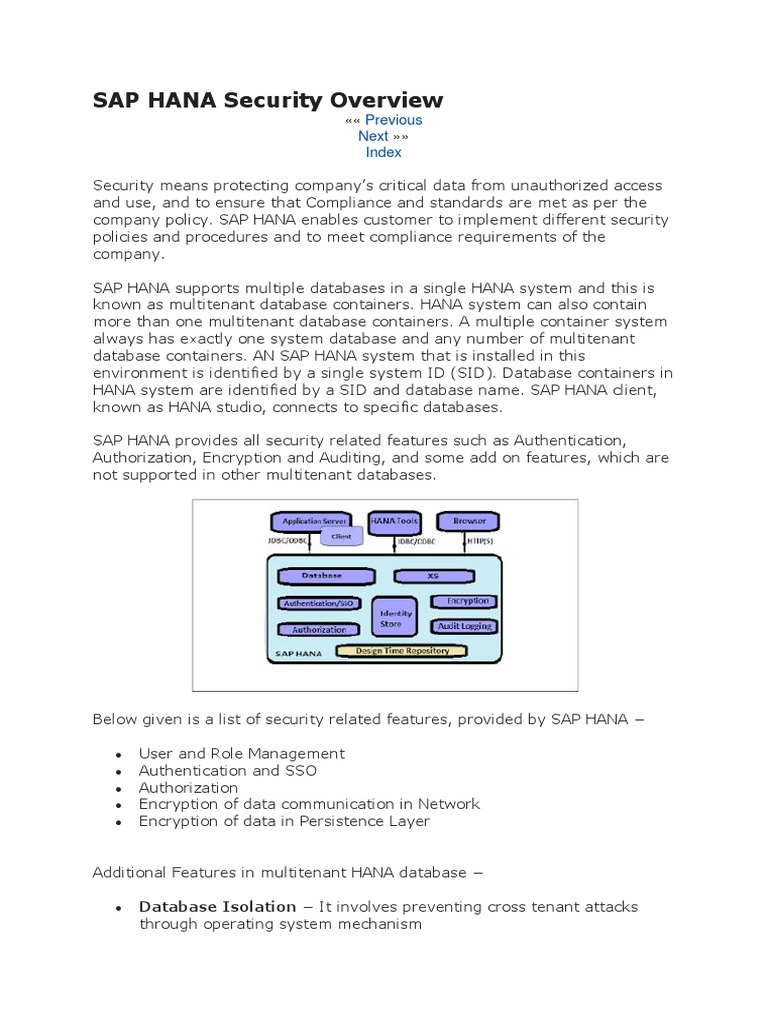 SAP HANA Security Overview Guide | PDF | Databases | Computer Security