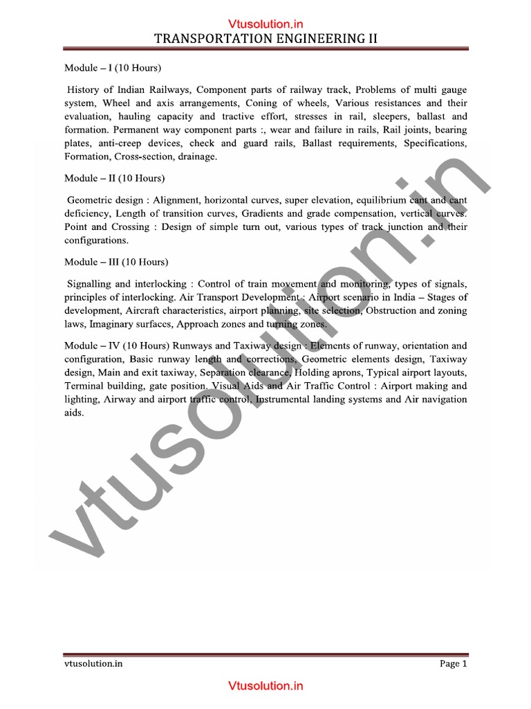Vtu Transportation Engineering 2 Notes PDF | PDF | Science | Engineering