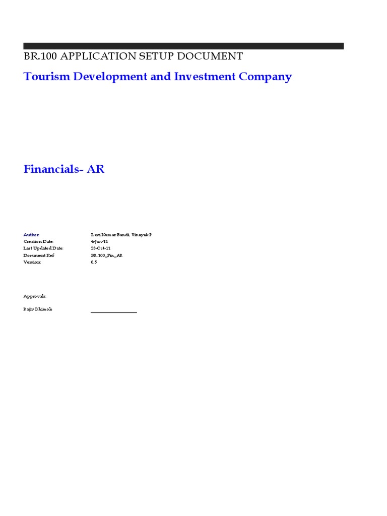 Tourism Development and Investment Company: Br.100 Application Setup Document | PDF | Invoice ...