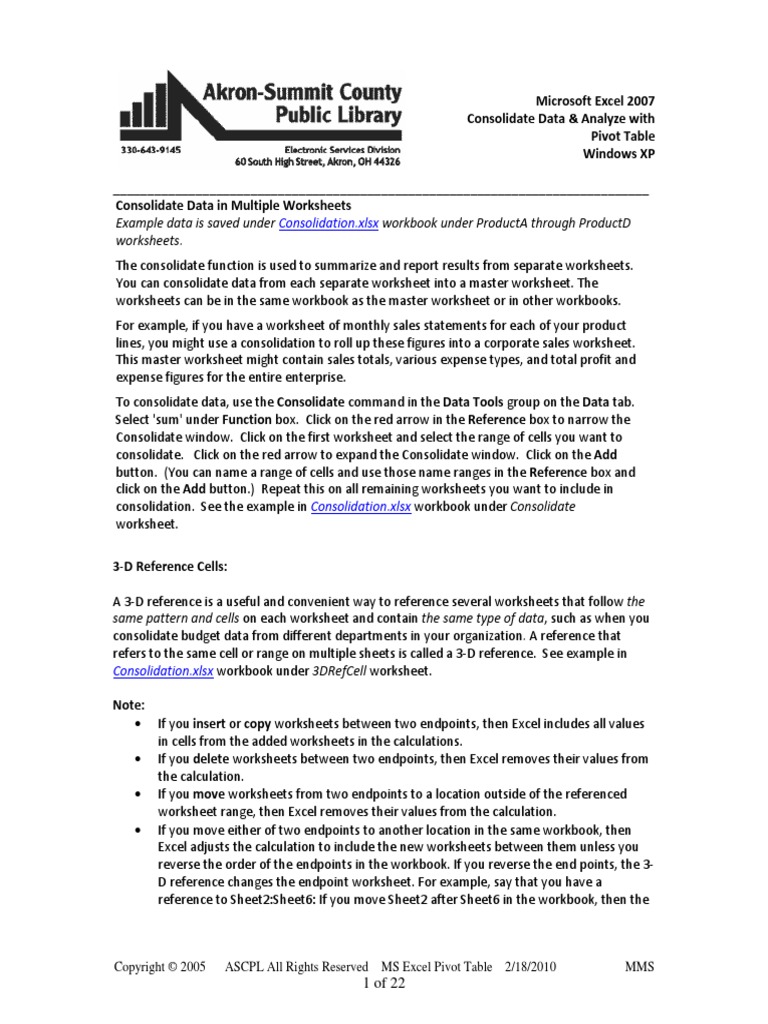 Create A Pivottable Report 2007 Pdf Computing Software