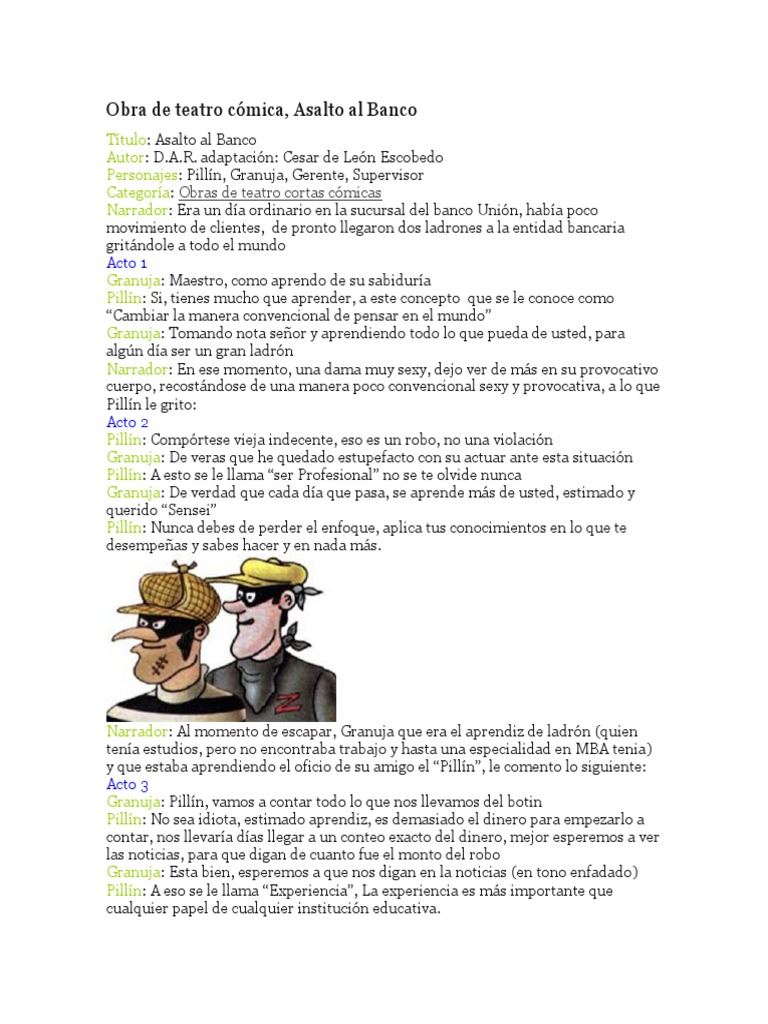 Obra de Teatro Cómica | Narración | Ocio