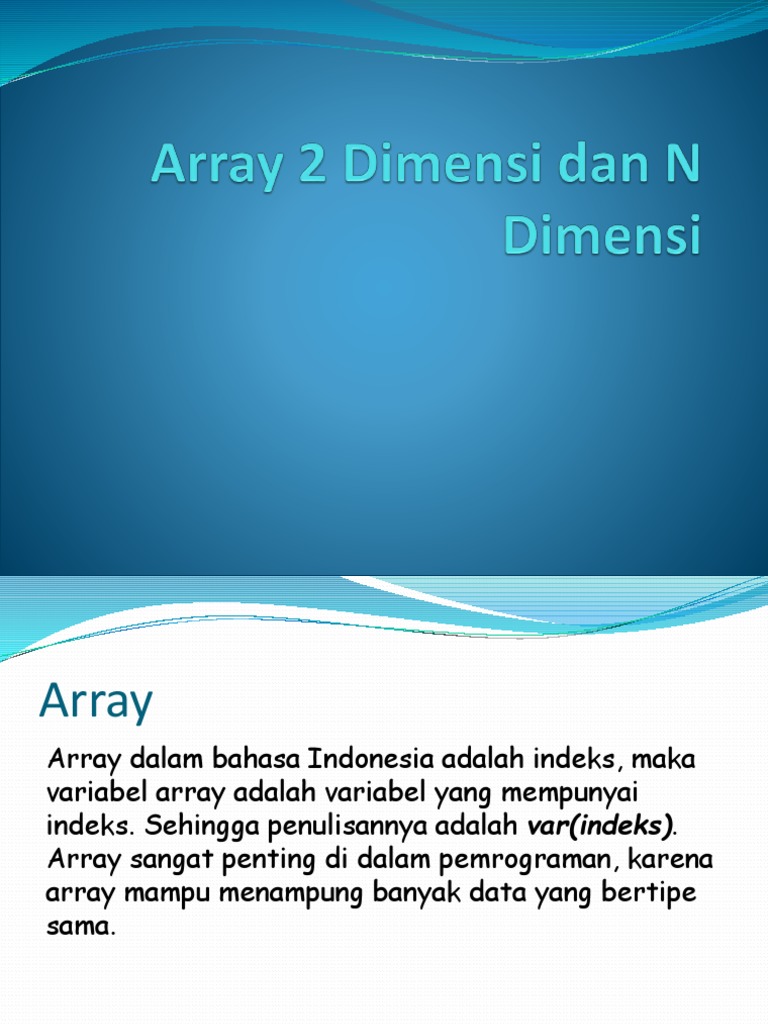 Panduan Lengkap Array dan Fungsinya | PDF