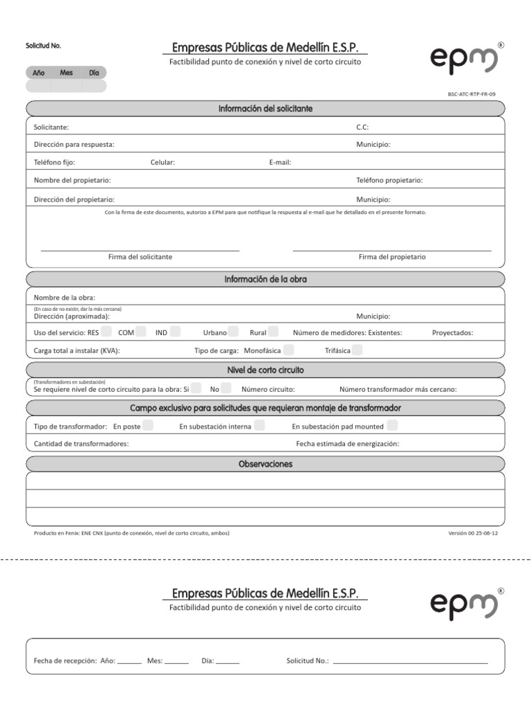 Formato Factibilidad Punto de Conexion y Nivel de Corto Circuito | PDF | Ingenieria Eléctrica ...