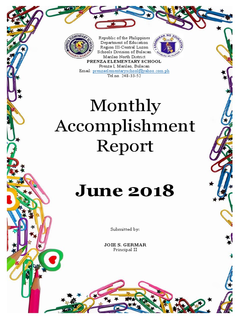 Monthly Accomplishment Report June 2018 | PDF
