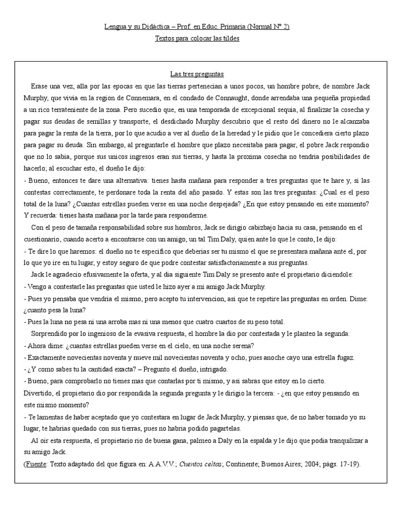 Textos para Colocar Tildes | PDF | Naturaleza