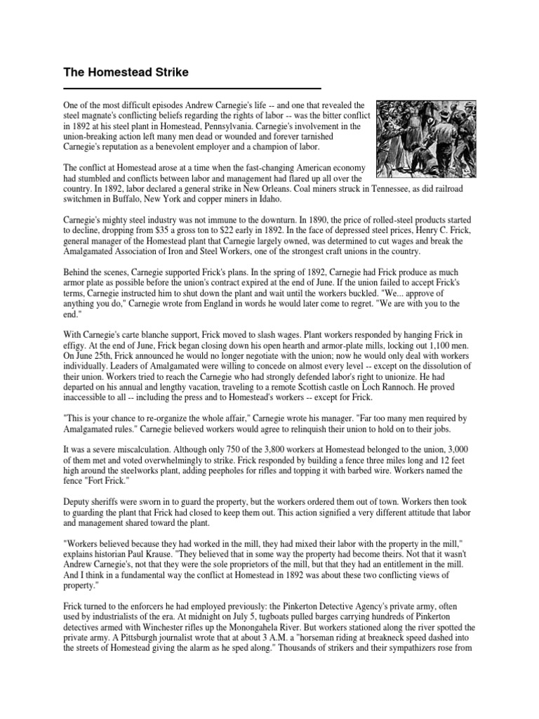 The Homestead Strike | Download Free PDF | Andrew Carnegie | Strike Action
