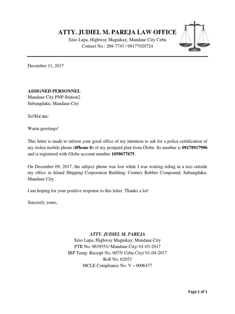 LETTER (Police Station) | PDF