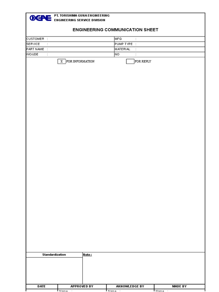 Engineering Communication Sheet | PDF