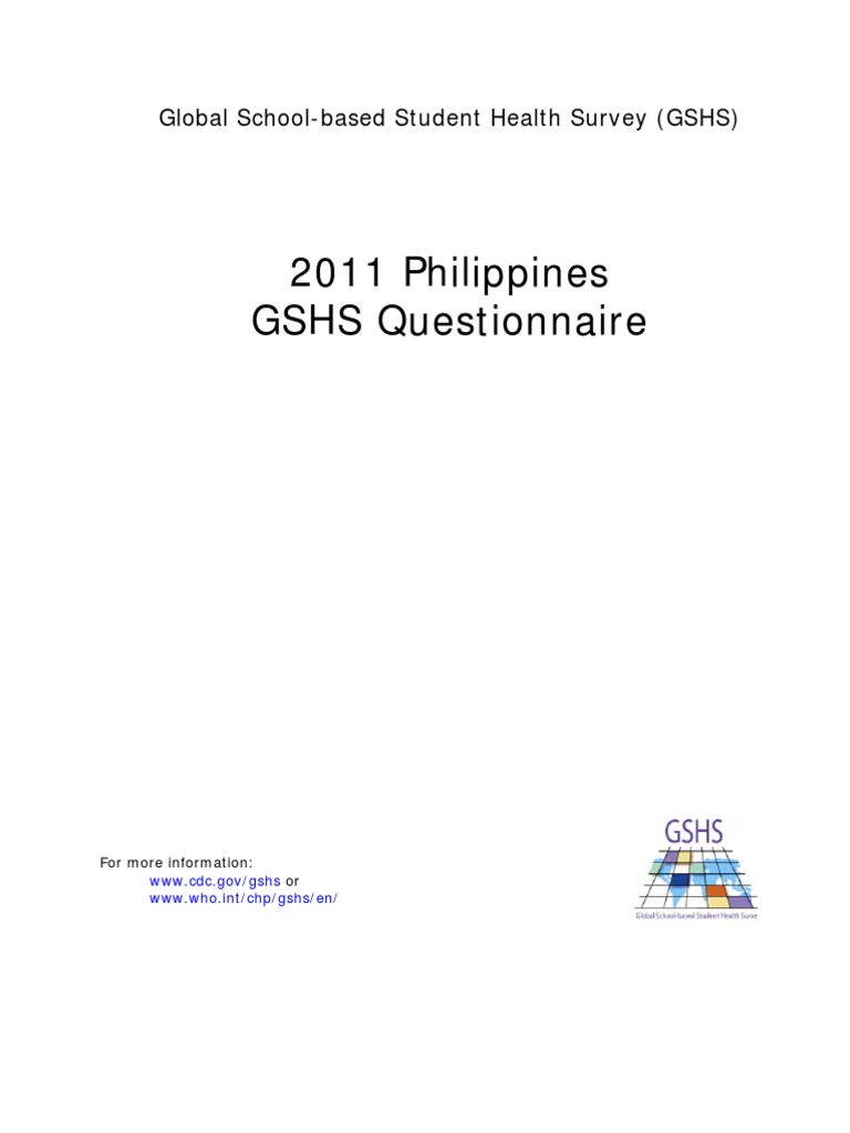 2011 Philippines GSHS Questionnaire | PDF | Hiv/Aids | Drink