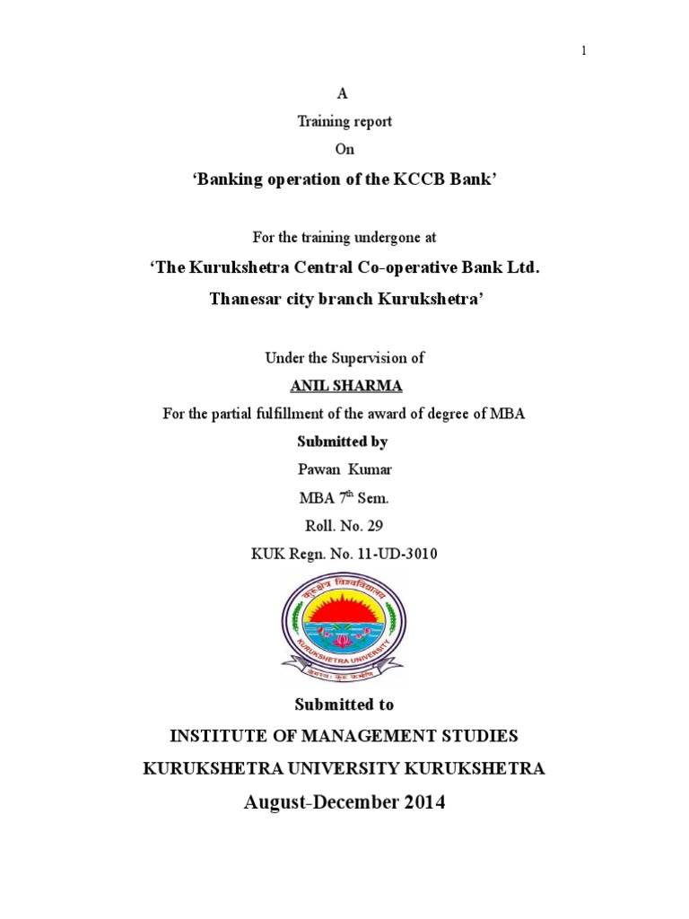 Internship Report: KCCB Banking Operations | PDF | Transaction Account ...