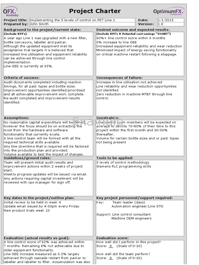 Project Charter Example | Download Free PDF | Reliability Engineering | Systems Engineering