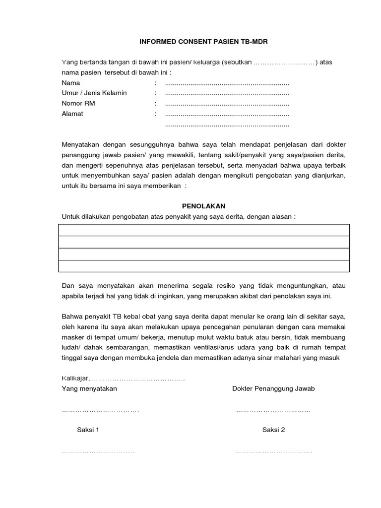 Informed Consent Pasien TB | PDF