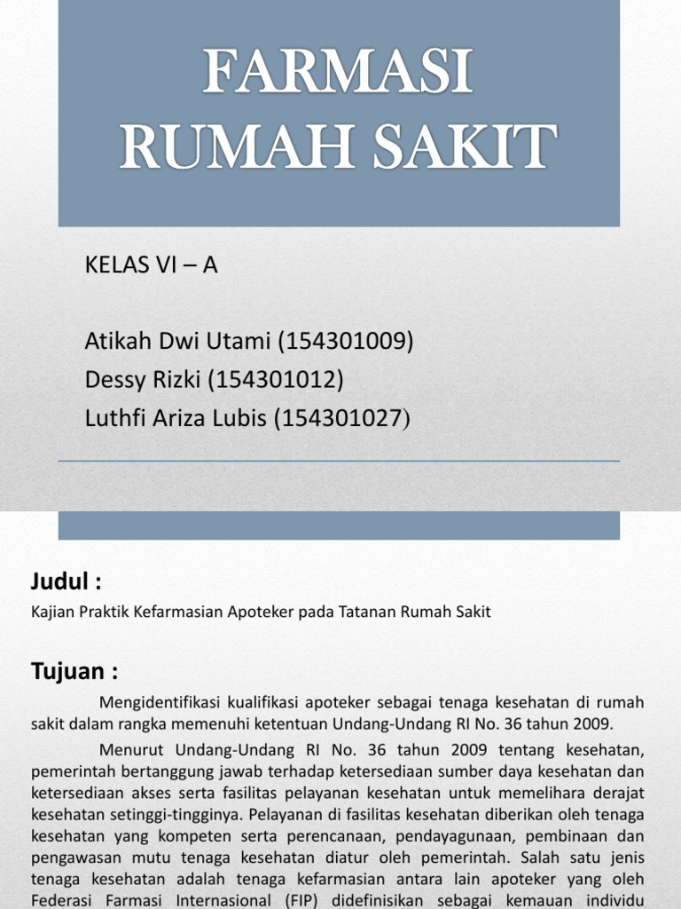 Farmasi Rumah Sakit | PDF