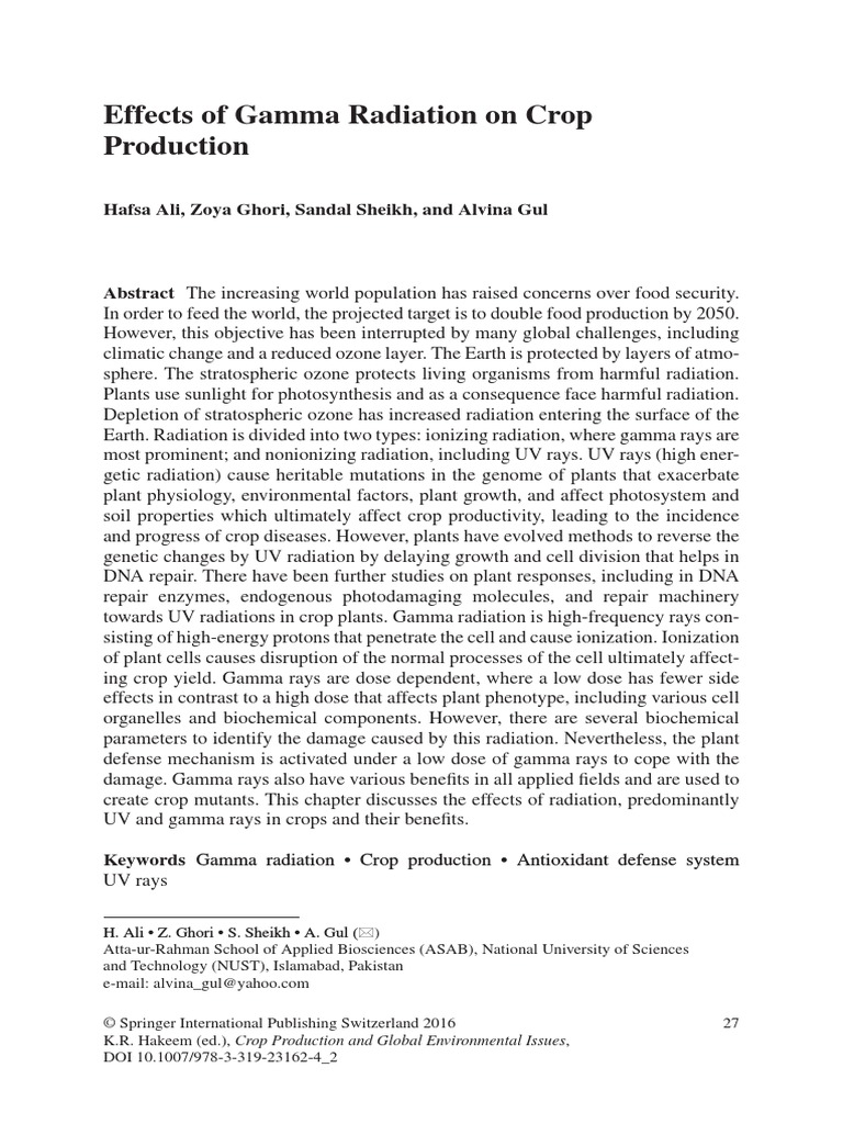 Effects of Gamma Radiation On Crop Production: Hafsa Ali, Zoya Ghori ...