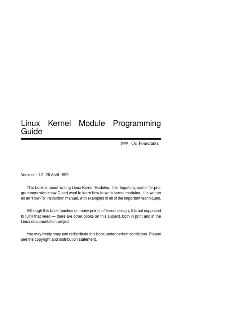 Linux Kernel Module Programming Guide | PDF
