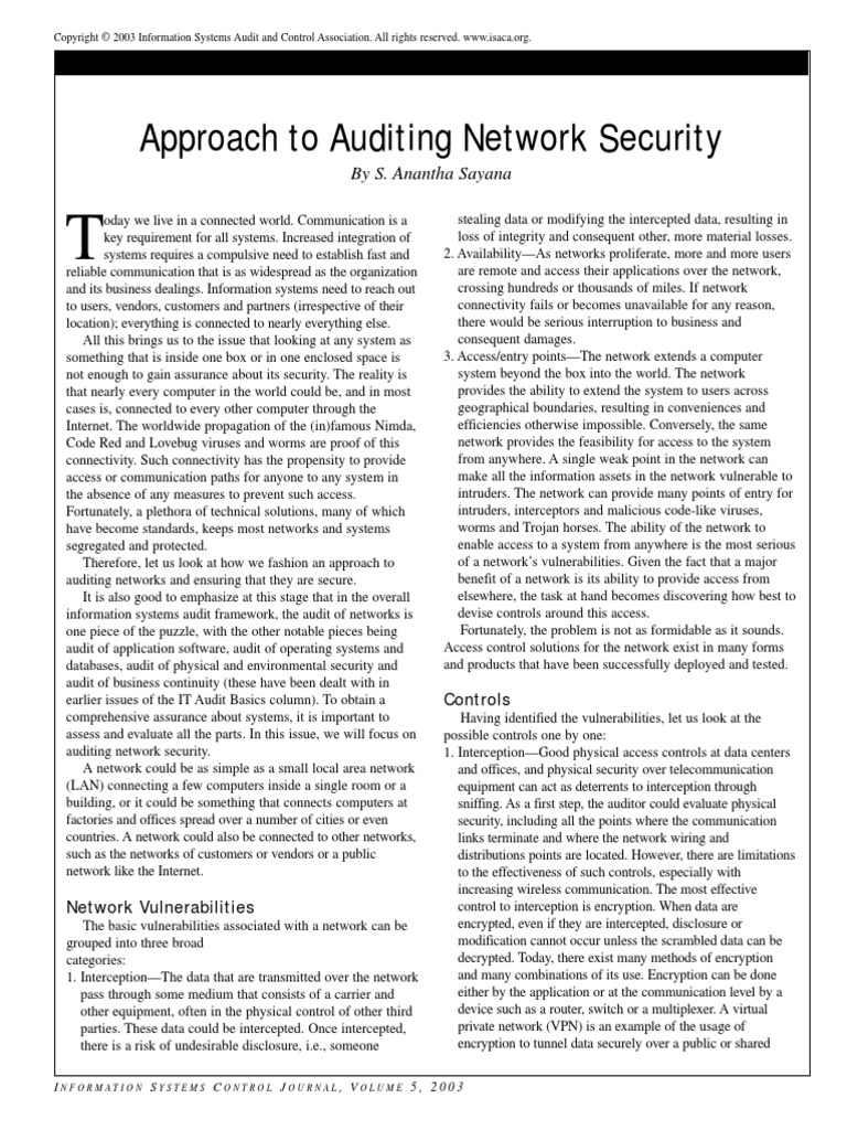 Auditing Networks | PDF | Computer Security | Security