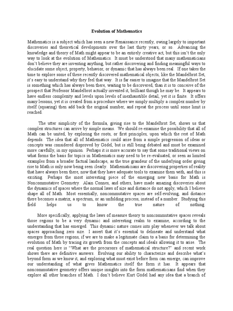 Evolution of Mathematics | Download Free PDF | Space (Mathematics ...