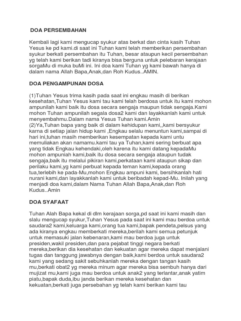 Doa Persembahan | PDF