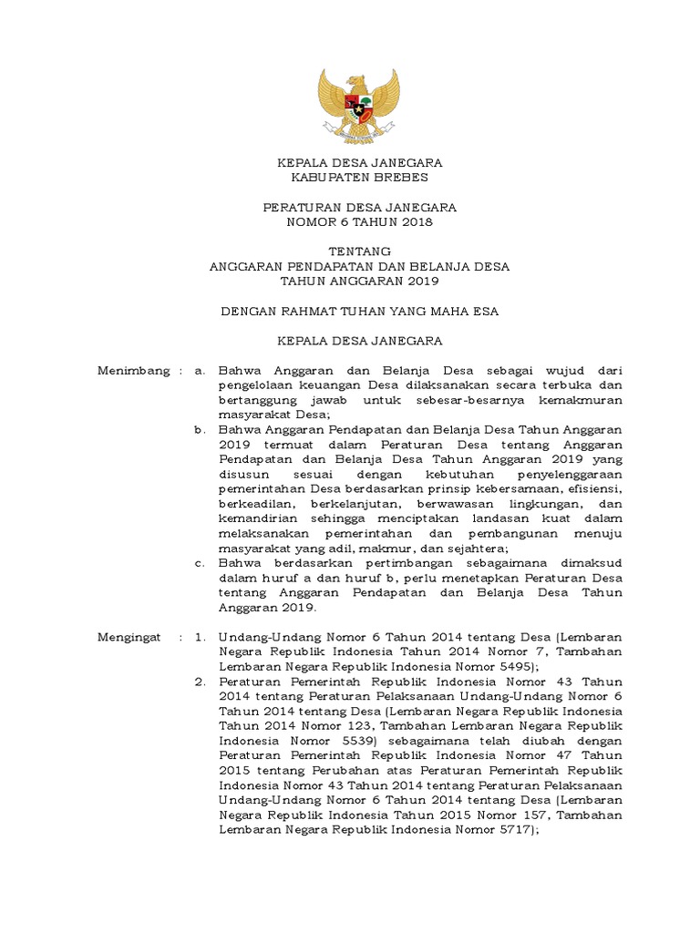 Raperdes Apbdes 2019 Situdam | PDF