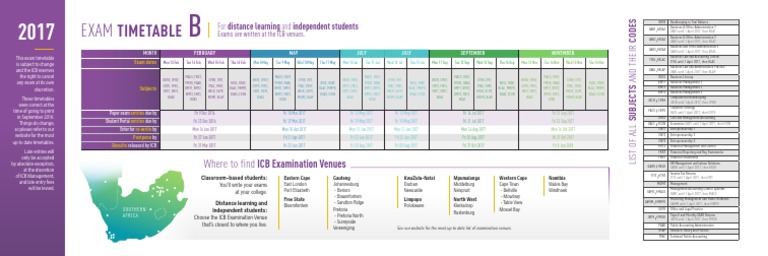 Exam Timetable: Where To Find ICB Examination Venues | PDF | Economies ...