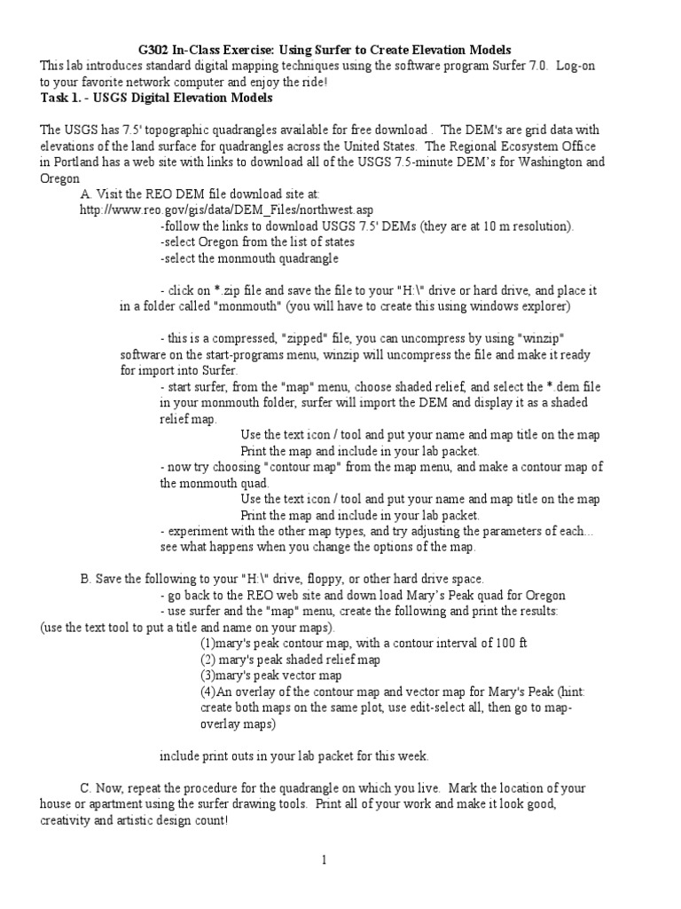 Create Elevation Models with Surfer 7.0 | PDF | United States ...