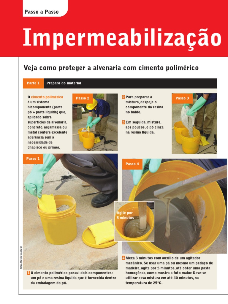 Impermeabilização com Cimento Polimérico | PDF | Argamassa (alvenaria ...