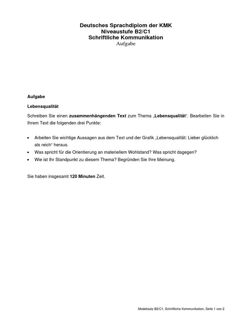 Modellsatz B2-C1, Nr. 1, SK Aufgabe PDF | PDF