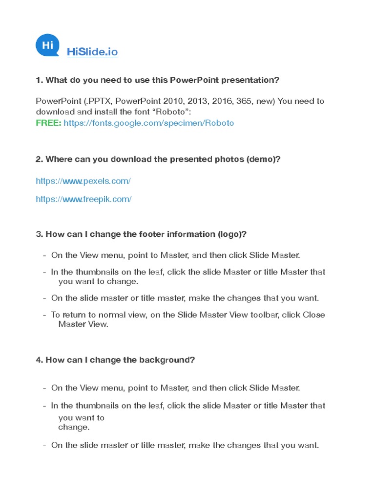 Hislide - Io: 1. What Do You Need To Use This Powerpoint Presentation ...