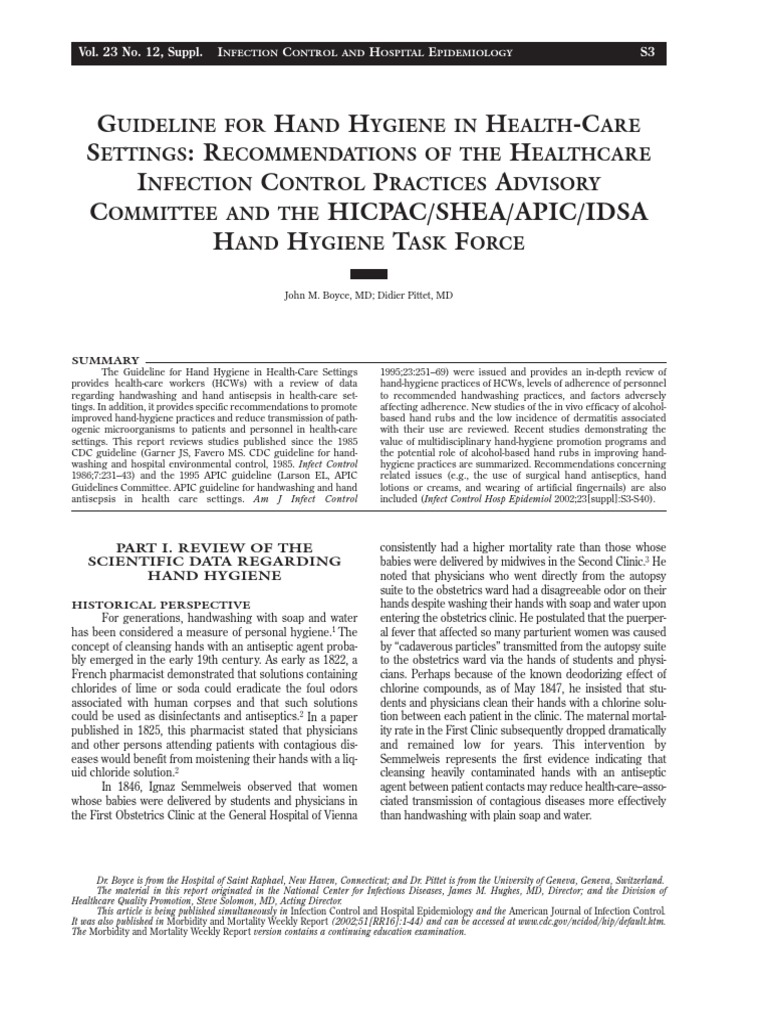 G H H H - C S: R H I C P A C Hicpac/Shea/Apic/Idsa H H T F | PDF | Hand ...