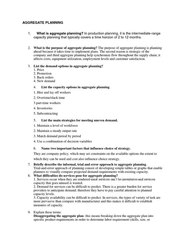 Aggregate Planning Sales & Operation Planning | PDF | Inventory | Demand