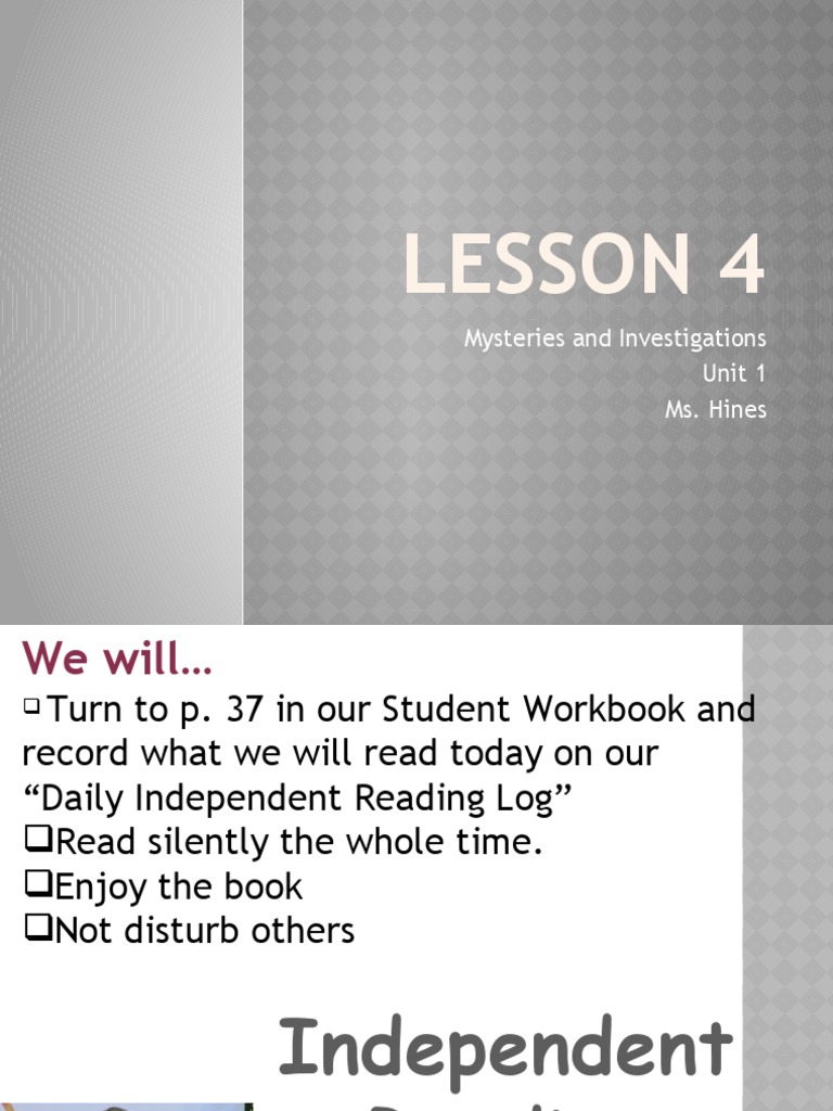 Lesson 4: Mysteries and Investigations Unit 1 Ms. Hines | PDF | Menu ...