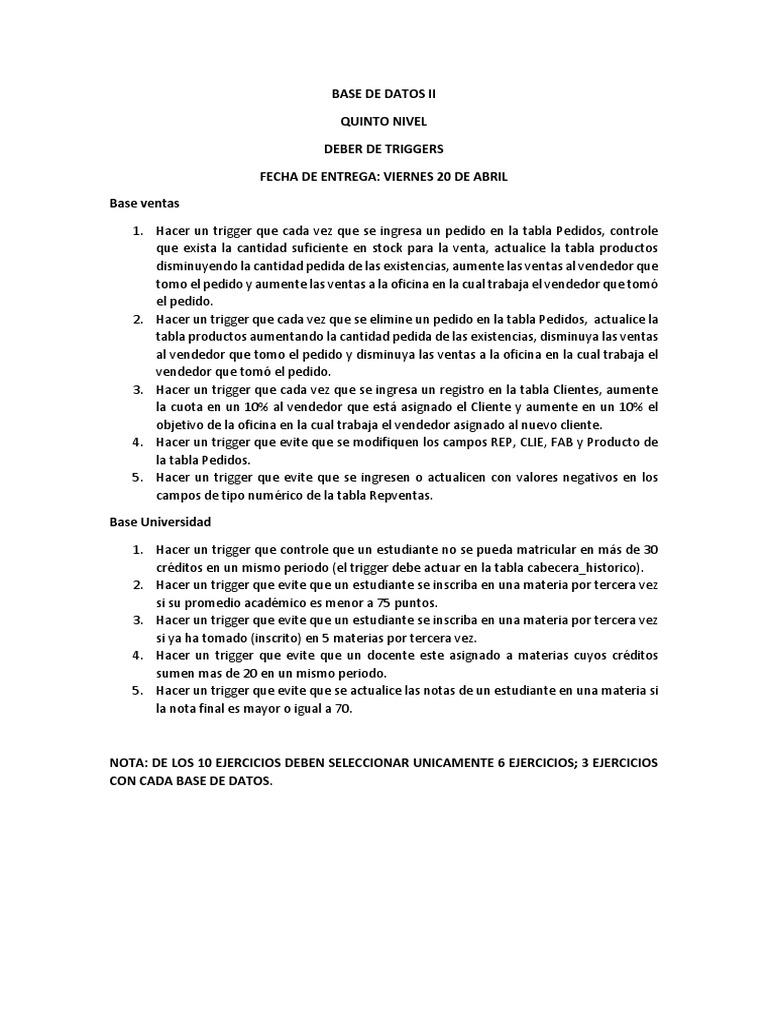 Deber de Trigger | PDF