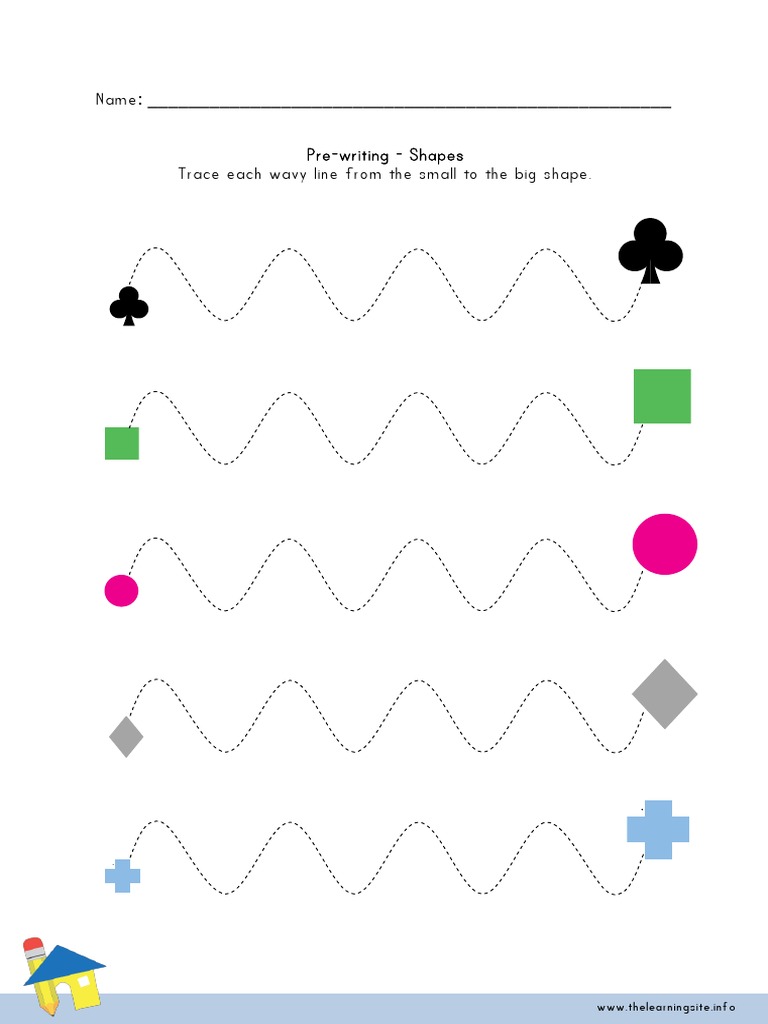 Name: - Pre-Writing - Shapes Trace Each Wavy Line From The Small To The ...