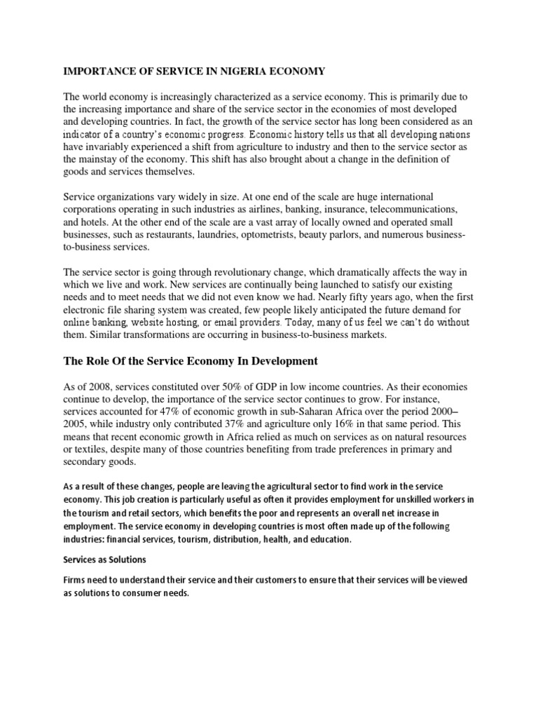 Importance of Service Sector in Our Economy | PDF | Central Banks | Banks