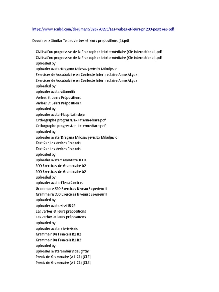Verbes et Prépositions en Français | PDF | Unités sémantiques | Syntaxe