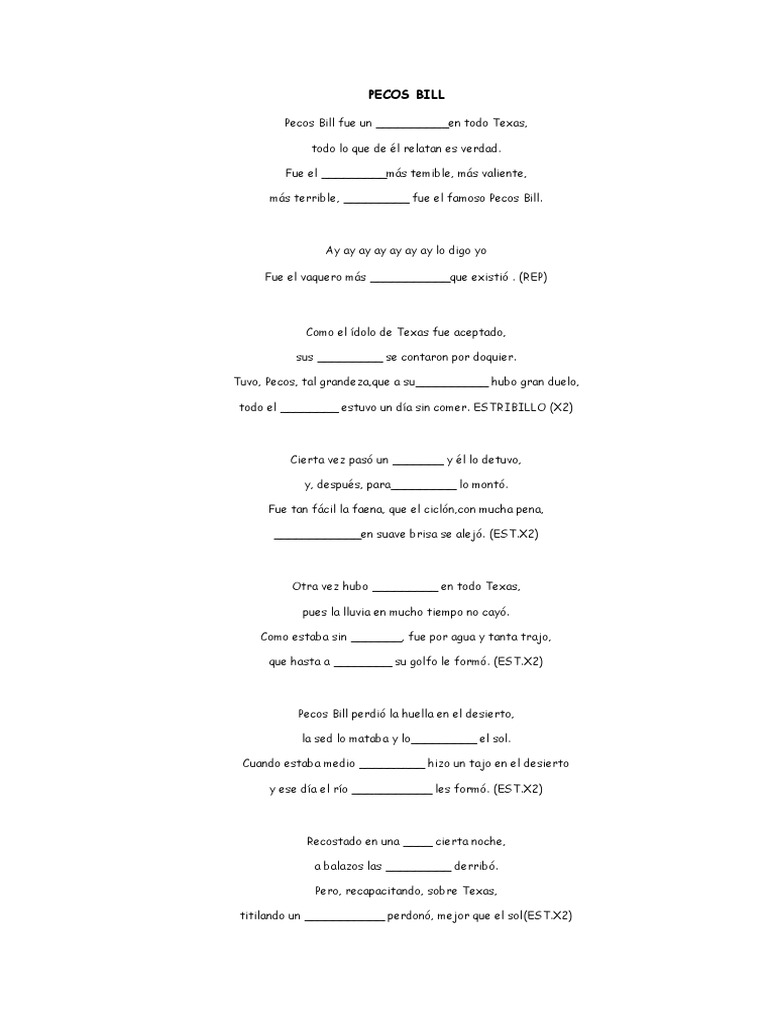Letra Pecos Bill | PDF