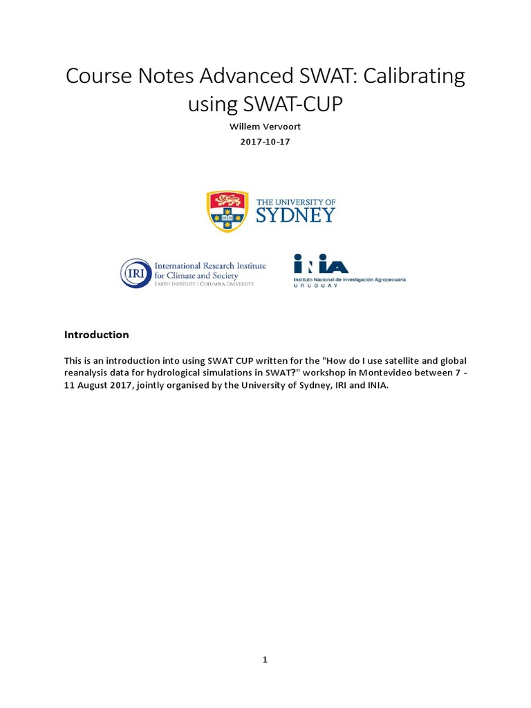 Course Notes Advanced SWAT: Calibrating Using SWAT-CUP | PDF ...